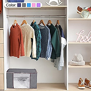 uxcell Clothes Storage Bag 3pcs, Foldable Storage Bins for Clothes, Comforters Storage Bags with Reinforced Handle, Sturdy Zipper, Closet Organizer with Clear Window-Purple