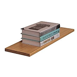 PIBM Stylish Simplicity Shelf Wall Mounted Floating Rack Shelves Solid Wood Bookshelf Storage Smooth Multifunction Living Room Kitchen,3 Colors,3 Sizes, Wood Color ,