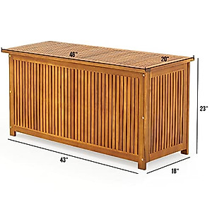 cucunu Outdoor Storage Box 65 Gallon Wooden Deck Boxes for Patio Garden Pool 46x20x24 Inch Waterproof Wood Chest Large Container