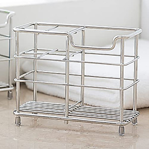 Sihuuu Metal Toothbrush Holder for Bathroom, Stainless Steel Electric Toothbrush Organizer Stand, Toothpaste Holders with Multifunctional 5 Slots