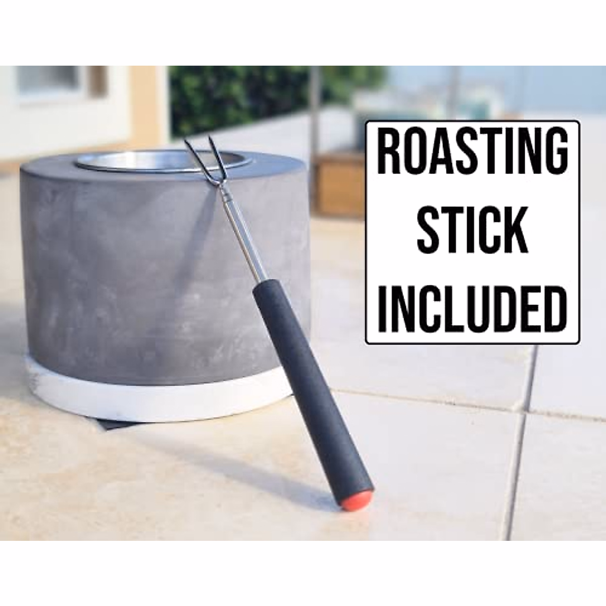 Davis&Company Concrete Tabletop Fire Pit - Bundle Kit - Isopropyl Fire Pit, with Roasting Sticks, Mini Personal Fireplace for Indoor & Patio - Ethanol Fuel, with Portable Fuel Funnel
