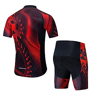Cycling Jersey Set Men, Summer Biking Jerseys Bike Tops Bicycle Clothing Breathable Quick Dry