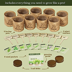 9 Herb Indoor Window Garden Kit - House Plants Seeds - Best Unique Easter Gift Ideas for Women, Mom, Friend, Her, Birthday, Housewarming, Mother - New Home Kitchen Gifts - Live Plant Starter