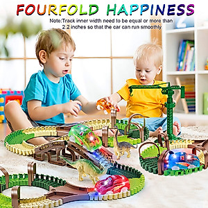 4pcs Tracks Cars Replacement Only - Light Up Magic Cars for Tracks Compatible with Glow in the Dark Toy Cars with 5 Led Flashing Lights for Most Race Tracks, Toys for 3+ Years Old Childs Boy and Girls