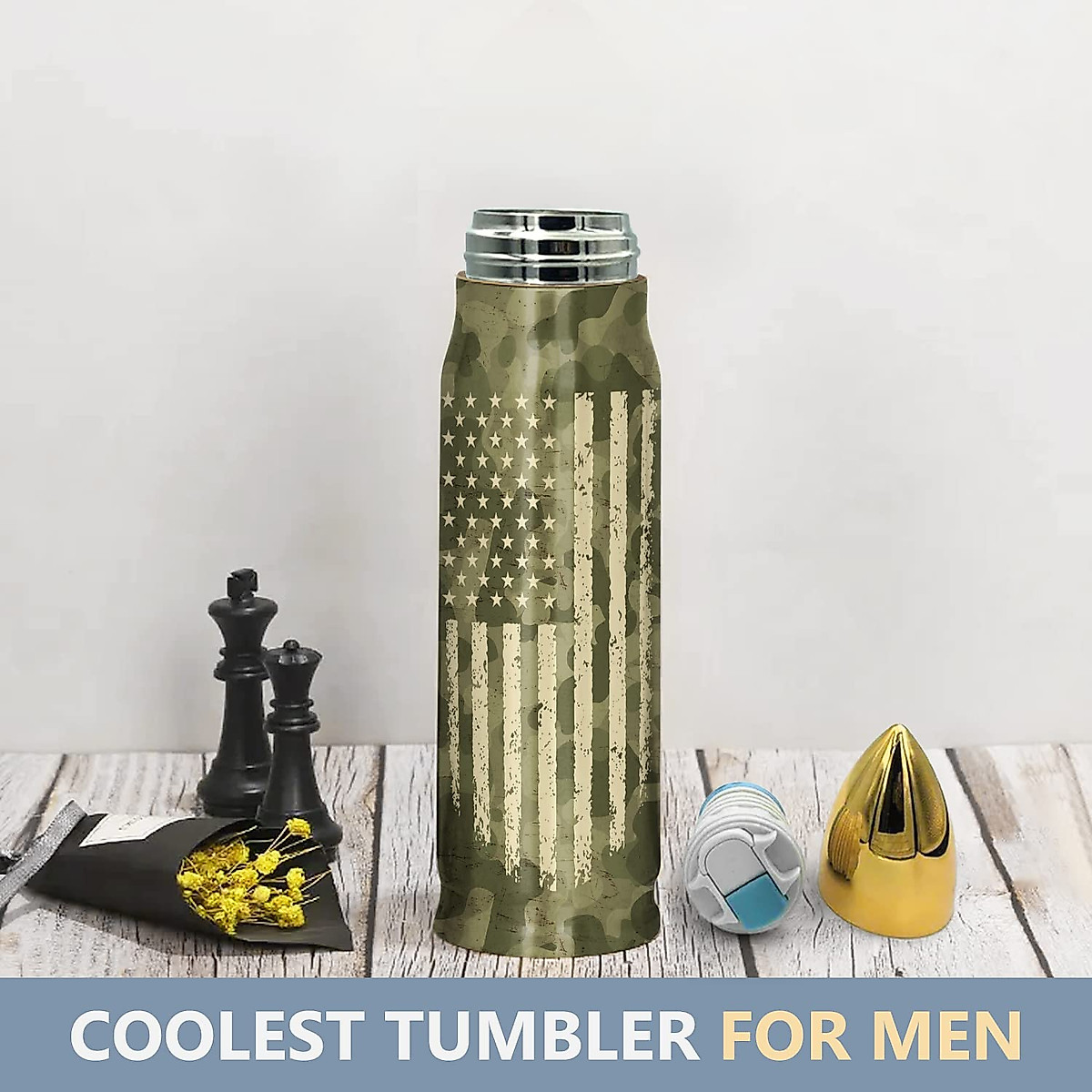 Camouflage 17oz Stainless Steel Bullet Tumbler - Christmas Gifts for Dad from Daughter Son, Dad Gifts, Christmas Gifts for Husband from Wife - Birthday Gifts for Men Dad Grandpa Papa Uncle
