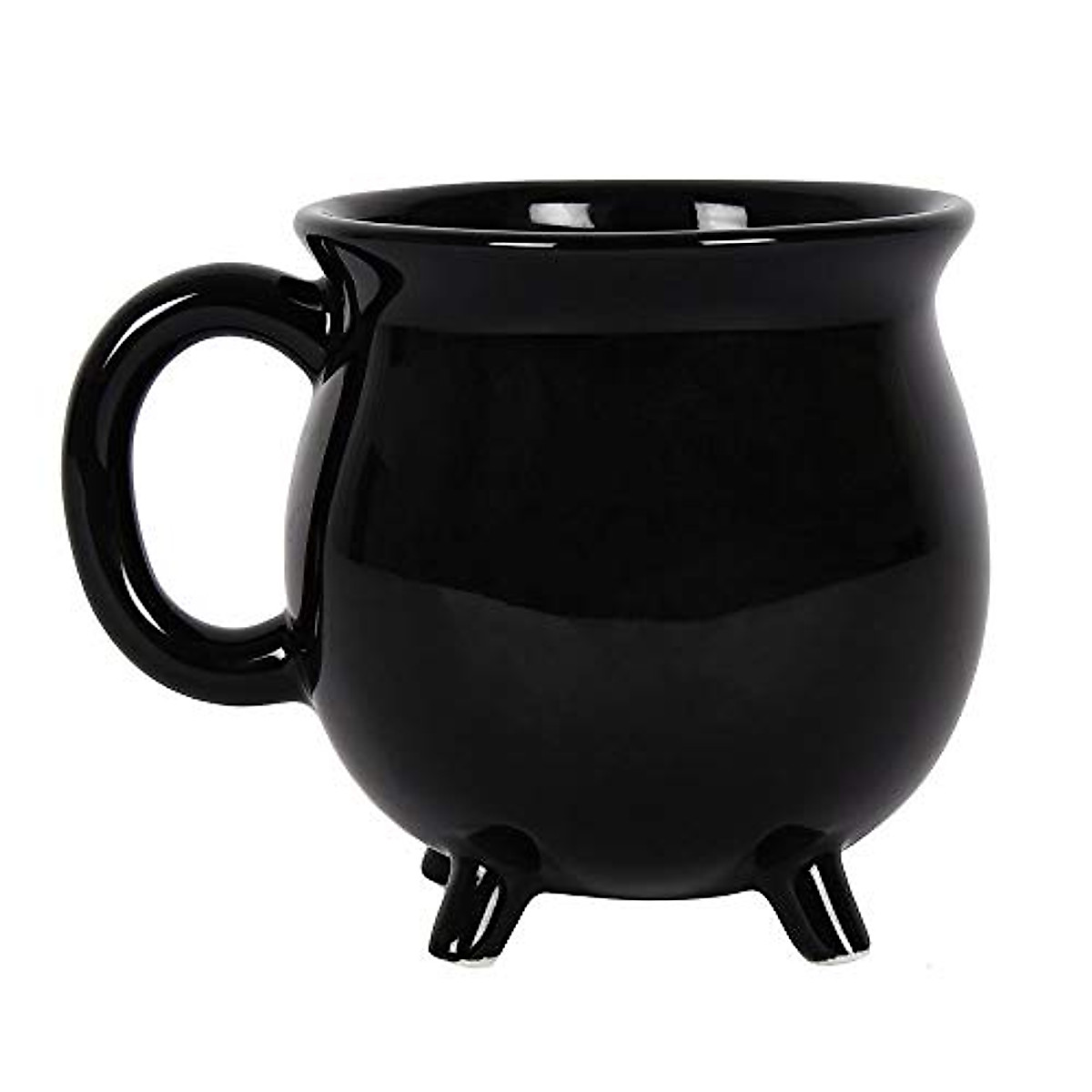 SUMMIT COLLECTION 12 fl oz Witch's Brew Cauldron Mug Ceramic Drinkware Halloween Decor Tabletop Decoration (Black Plain)