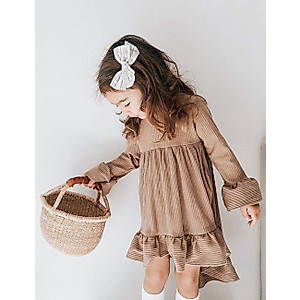 bilison Toddler Baby Girl Dress Flare Long Sleeve Solid Color Irregular Sundress Party Princess Dress