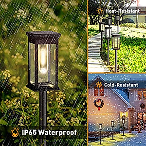 MGKZ Solar Pathway Lights Outdoor, 6 Pack Rectangle Design Super Bright Solar Outdoor Lights IP65 Waterproof Auto On/Off, 10 Hrs Long Lasting Solar Landscape LED Lights for Walkway Garden Driveway