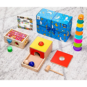 Pidoko Kids Montessori Toys for 1 Year Old - Wooden Object Permanence Box - Shape Sorter Toys for Toddlers 1-3 | Sensory, Learning & Developmental Baby Toys 12-18 Months - 1st Birthday Gifts Boy Girl