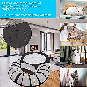 Small Animal Playpen with Toy Tunnel, Waterproof Pet Playpen Guinea Pig Cage Rabbit Cage Breathable Tent Yard Fence with Top Cover Cat Outdoor Enclosure Bunny Cage Indoor for Hamster, Ferret, Hedgehog