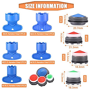 12 Pieces Faucet Aerator Replacement for Sink Aerators and 5 Pieces Faucet Aerator Key Wrenches Removal Tool M 16.5 mm 18.5 mm 21.5 mm 24 mm Tap Aerators Flow Restrictor for Bathroom Kitchen