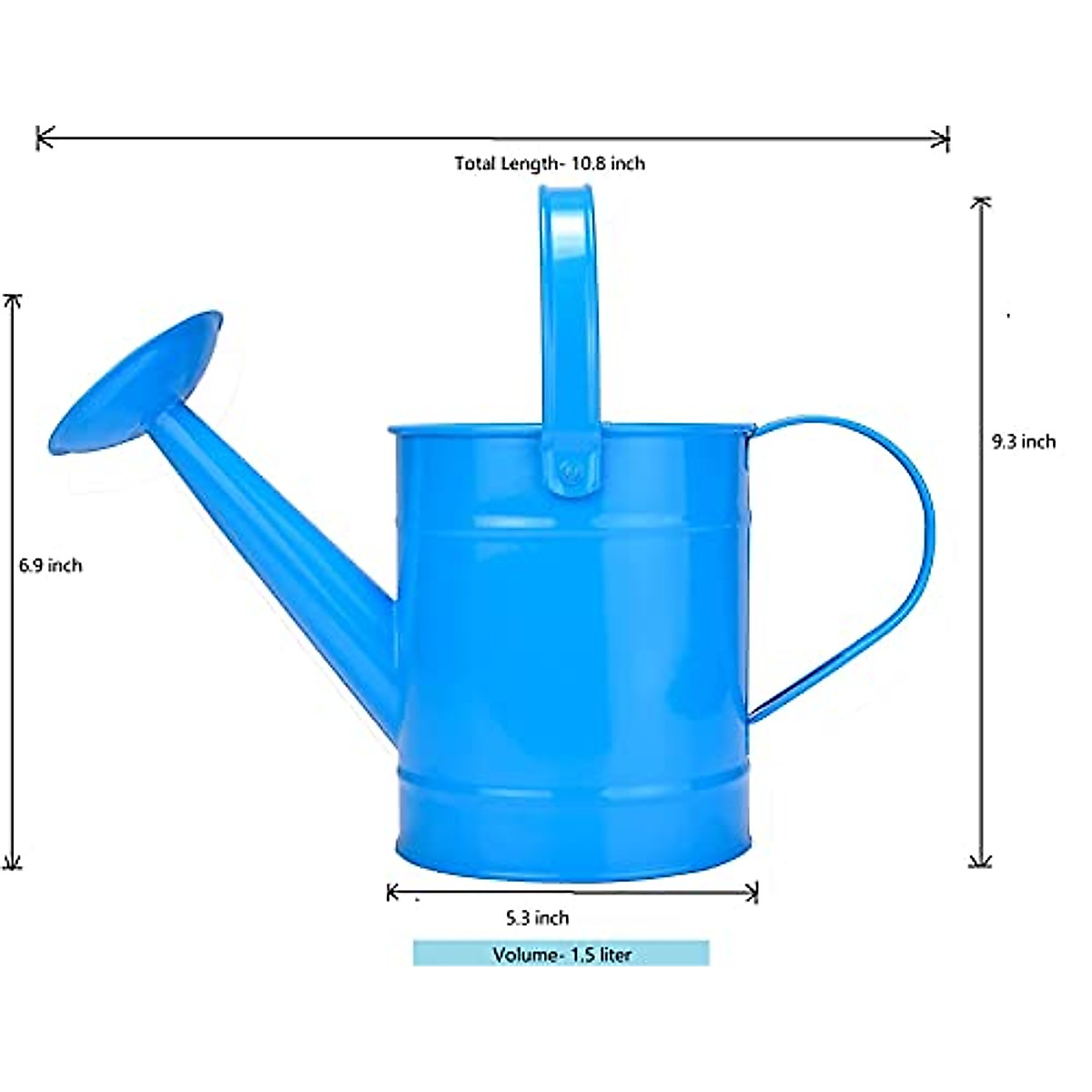 SUQ I OME 1.5L Small Metal Watering Can -Garden Outdoor Watering Can Bucket - Small Portable Indoor Watering Equipment with Anti-Rust Powder Coating Treatment Blue