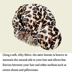 Silk Bonnet for Sleeping with Double-Layer Flower Satin Bonnet for Women Dark Brown