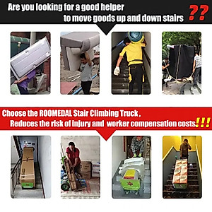 ROOMEDAL Electric Stair Climbing Hand Trucks Dolly Cart for Moving, 880lb Max Load Heavy Duty, 1200W Motor Powered Stair Climber Dolly Cart with Folding Handle, for Furniture Family Warehouse