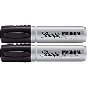 Sharpie 44001 Oversized Chisel Tip Extra Wide Magnum Permanent Marker (2 Pack), Black, Sturdy Extra-wide Felt Chisel Tip, Quick-drying Ink is Fade-and Water-Resistant