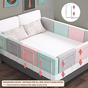 OCBAiLi Bed Rail for Toddlers, 4PCS Bed Rails for Full Size Queen King Bed, Pearl Cotton Security Adjustable Bed Rail for Toddler, Accommodates Thick Mattresses and Platform Beds, Not Falling (Green)