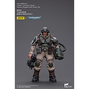 JoyToy Warhammer 40K: Astra Militarum Cadian Command Squad Veteran Sergeant with Power Fist 1:18 Scale Figure