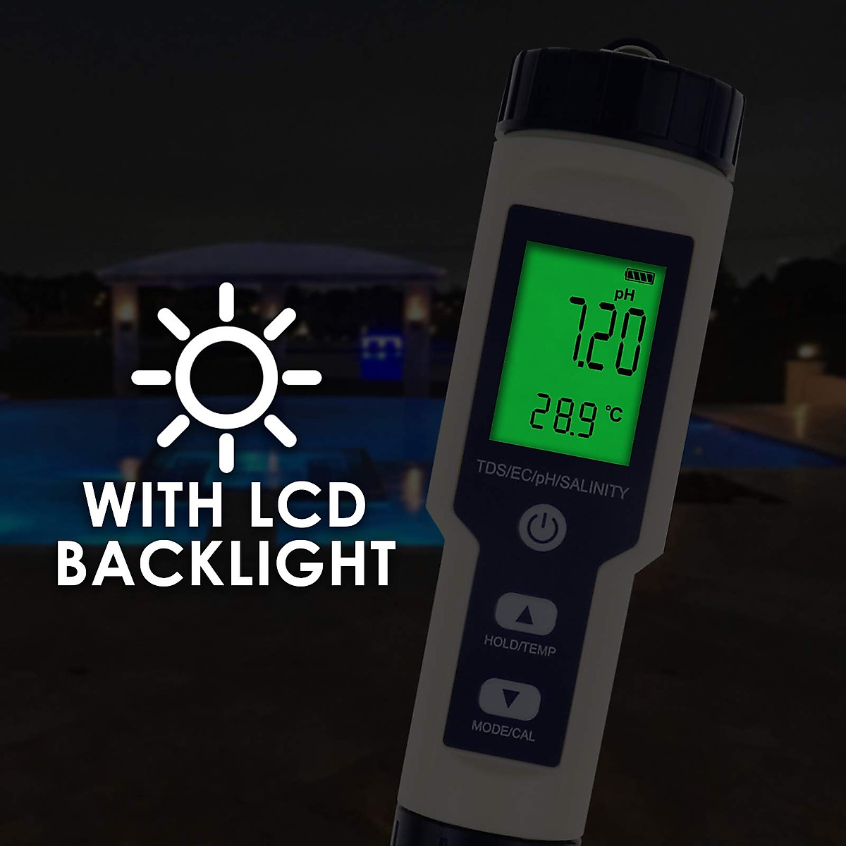 DANOPLUS 5 in 1 Digital pH Meter with TDS/EC/Salinity/Temperature Measurement Waterproof Highly Accurate Multi-Parameter Tester