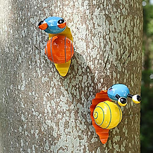 Cruis Cuka Metal Garden Decor Cute Snail Yard Art Outdoor Lawn Patio Ornament Fence Decorations for Outside - Set of 2(Yellow,Orange)