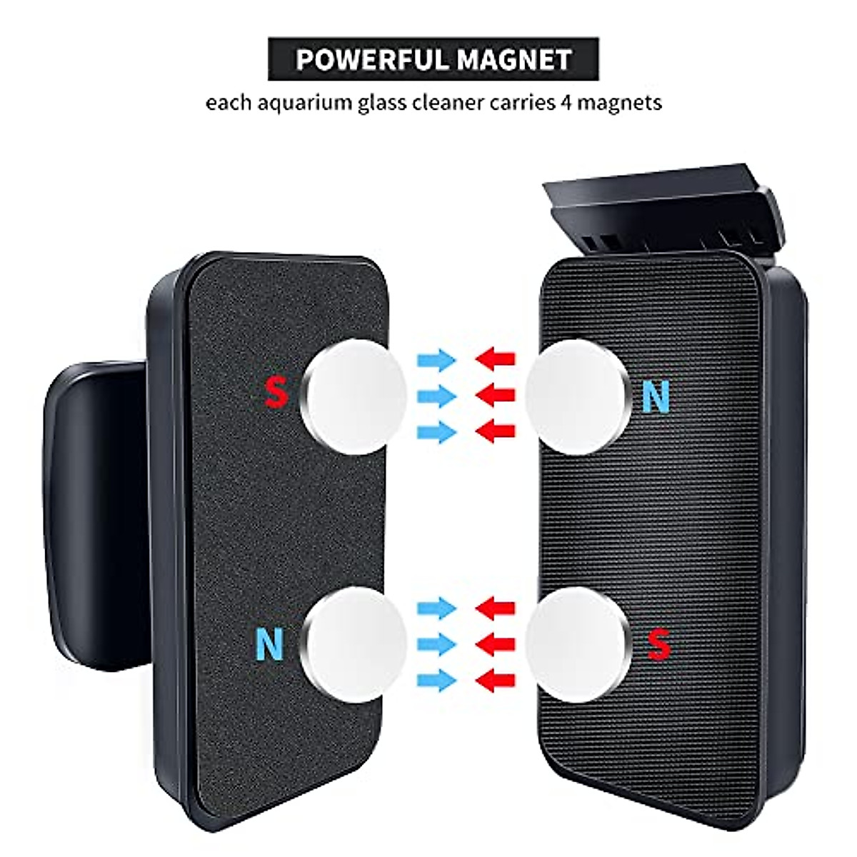 Fish Tank Magnetic Glass Cleaner, Magnetic Aquarium Glass Cleaner, Aquarium Magnet Cleaner with Detachable Scraper, Aquarium Glass Cleaner Magnet 【Floating - Scratch Free - Non Slip】 - M