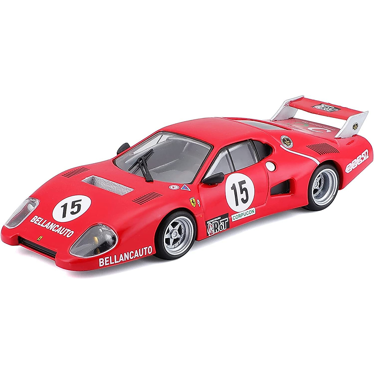 Bburago-1/43 Scale Model Compatible With Ferrari Racing 512 Bb Ii Serie 1981 Racing Car Die-Cast Model Miniature Collectible,Red