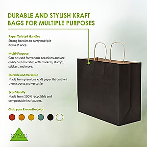 Paper Bags with Handles - 16x6x12 Inch 100 Pack Extra Large Black Gift Bags, Kraft Paper Totes for Gift Wrapping, Wedding & Birthday Party Favor, Small Business, Retail, Grocery & Shopping Use, Bulk