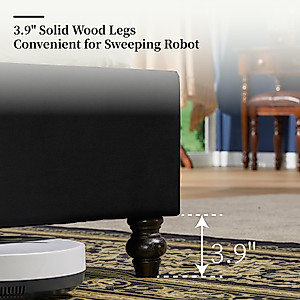 PaPaJet Bed Frame Queen Size Upholstered Platform Bed with 52.8'' Tall Sleigh Headboard, Button Tufted, No Box Spring Needed, Easy Assembly, Black