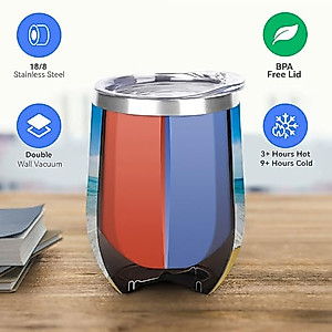 silichee 12 Oz Stainless Steel Insulated Tumblers with Lid Golden Shore in Pacific Beach California Insulated Tumblers Vacuum Coffee Mugs for Cold and Hot Drinks,Coffee,Wine