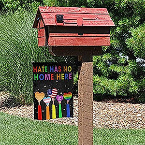 Hate Has No Home Here Garden Flag, 12 x 18 inch Yard Flag Human Rights Justice Sign, BLM Lawn Sign, Feminism Sign, Protest Sign Banner for Outdoor Yard Decoration