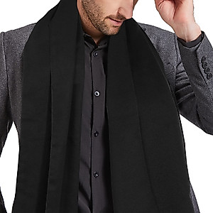 Scarf for Men Fall Winter Warm Scarves Soft Tassel Cashmere Feel Scarf Solid Black