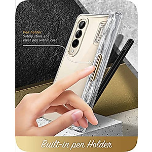 i-Blason Cosmo Series for Samsung Galaxy Z Fold 4 Case with Pen Holder 5G (2022), Stylish Protective Bumper Z Fold 4 Clear Case with Built-in Screen Protector (Clear)