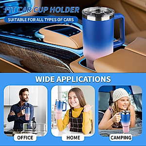 GUDEMAO 40 oz Tumbler with Handle, Insulated Tumbler with Lid and Straw, Reusable Stainless Steel Vacuum Insulated Cup, 100% Leak Proof Thermal Travel Coffee Mug Cup for Cold and Hot (Blue Pink)