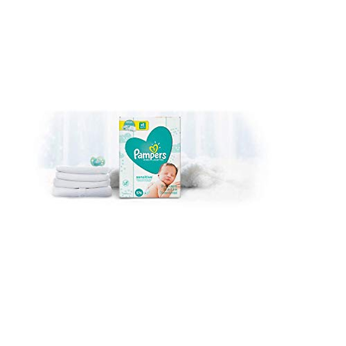 Baby Wipes, Pampers Sensitive Water Based Baby Diaper Wipes, Hypoallergenic and Unscented, Tub Not Included, 72 Count (Pack of 8), Total 576 Wipes - Packaging May Vary
