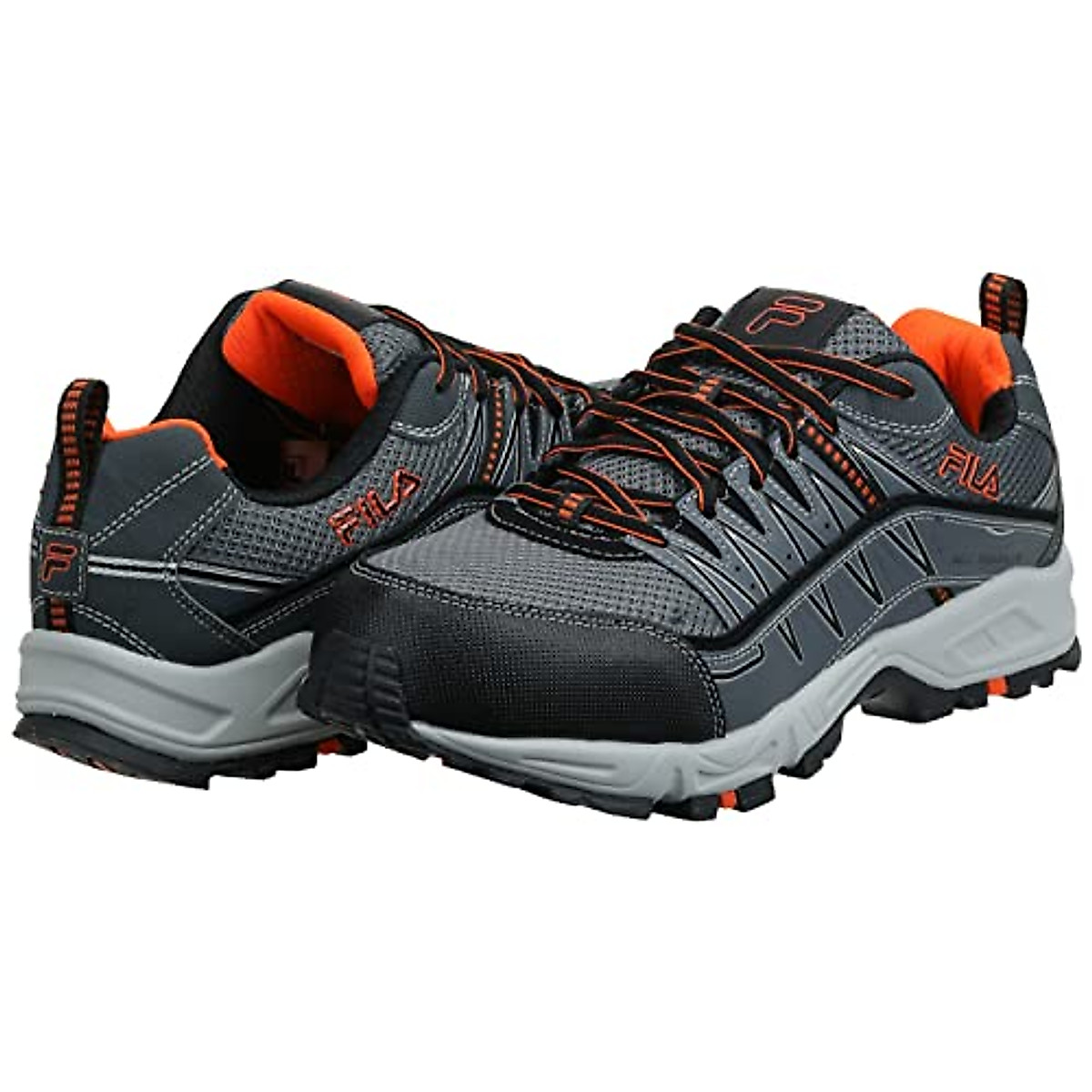 Fila mens Memory at Peak Composite Toe Trail Running Food Service Shoe, Castlerock/Black/Vibrant Orange, 10.5 US