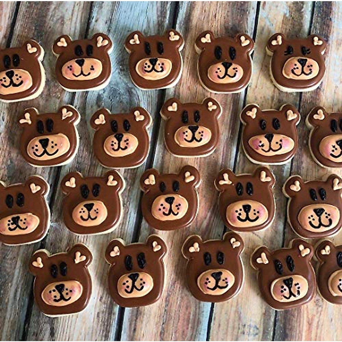Crethinkaty Teddy Bear Cookie Cutter Set - 3 Pieces Bear Face and Teddy Bears Stainless Steel Biscuit Cutters Fondant Cake Decoration for Baking