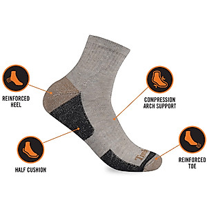 Timberland Men's 4-Pack Half Cushioned Quarter Socks, Brown, One Size