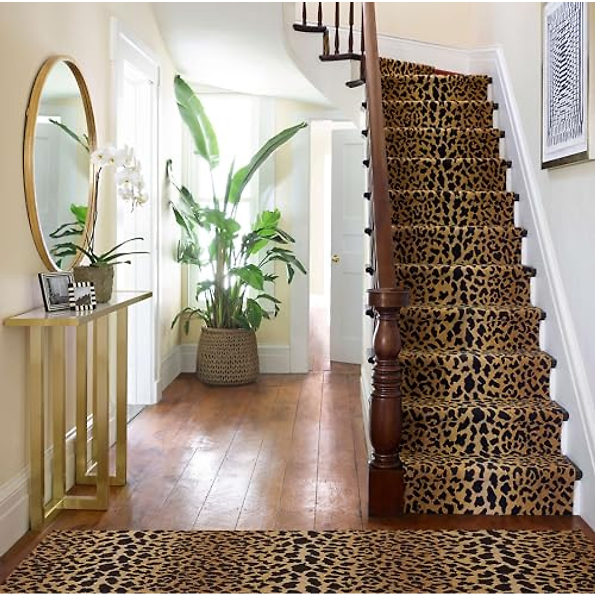 Dash and Albert Leopard Wool Area Rug - 8' x 10' Brown Animal Print Hand Micro Hooked Accent Rug - Durable, High Traffic Areas Living Room, Hallway, Stairs