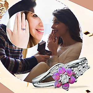 Exquisite Floral Opal Ring for Womens Pink/White Zircon Jewelry Rings Vintage Ladies Copper Ring Engagement Ring, 6