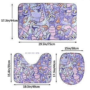 JIYINJI Figment 4 Piece Shower Curtain Sets,Non-Slip Rugs, Toilet Lid Cover and Bath Mat, Durable for Bathroom Decor Set.