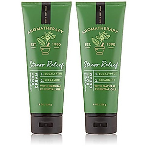 Bath & Body Works Aromatherapy Stress Relief Eucalyptus Spearmint Body Cream 8.0 oz, 226g (2 Pack)