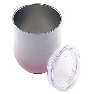 Trend Setters 12 oz Stemless Stainless Steel Wine Tumbler with Lid - White to Pink Ombre
