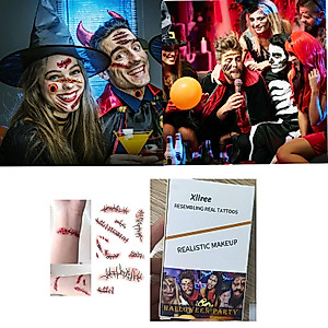 Zombie Scars Tattoos Bloody Scar with Fake Blood Costume Makeup Halloween Decorations Party Favor