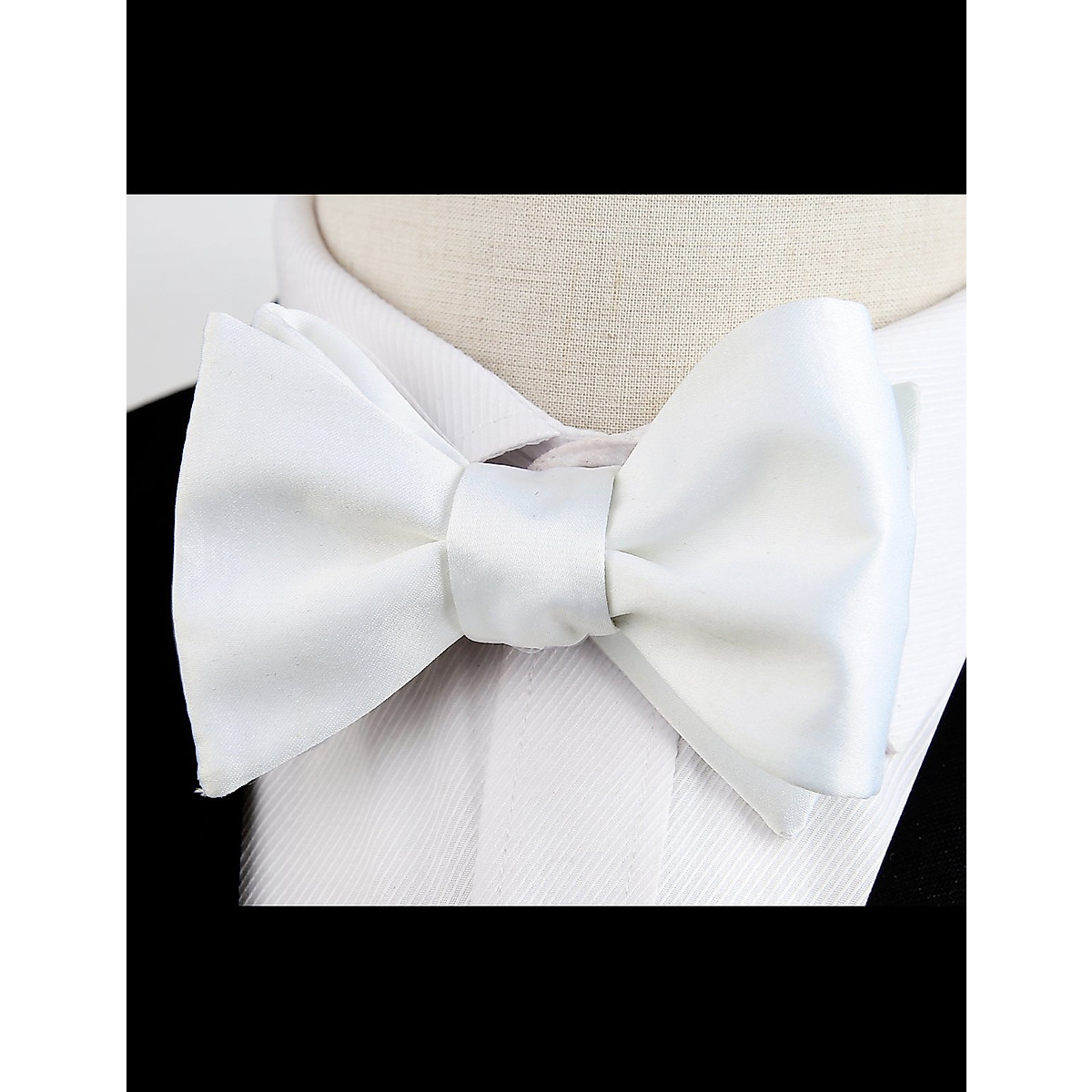 Alizeal Solid Self Bow Tie Woven Bowties for Men, White