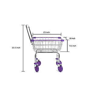CHAMINUSA U HANDDLE Grocery & Laundry CART 1.5 Bushel (Gunpowder Metal) Red, Blue Trim (Red)