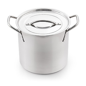 McSunley Medium N Cook Stockpot, 8 Quart, Silver Stainless Steel All Purpose Prep and Canning Bowl