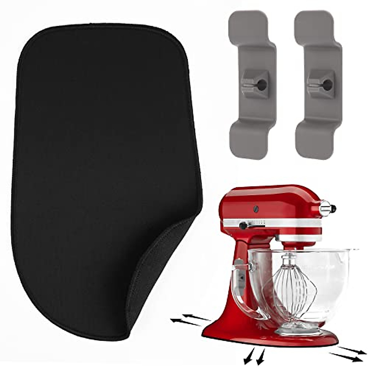 Lafo Mixer Slider Mat for 4.5-5 Qt Tilt Head Stand Mixer,Mixer Mover for Kitchen Mixer with 2 Pack Cord Organizer for Kitchen Appliances