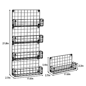 Spice Rack for Cabinet Wall Mounted, 4-Tier Stackable Hanging Spice Organizer for Jars and Seasoning Storage, Great for Kitchen Pantry Door, Black Iron Wire