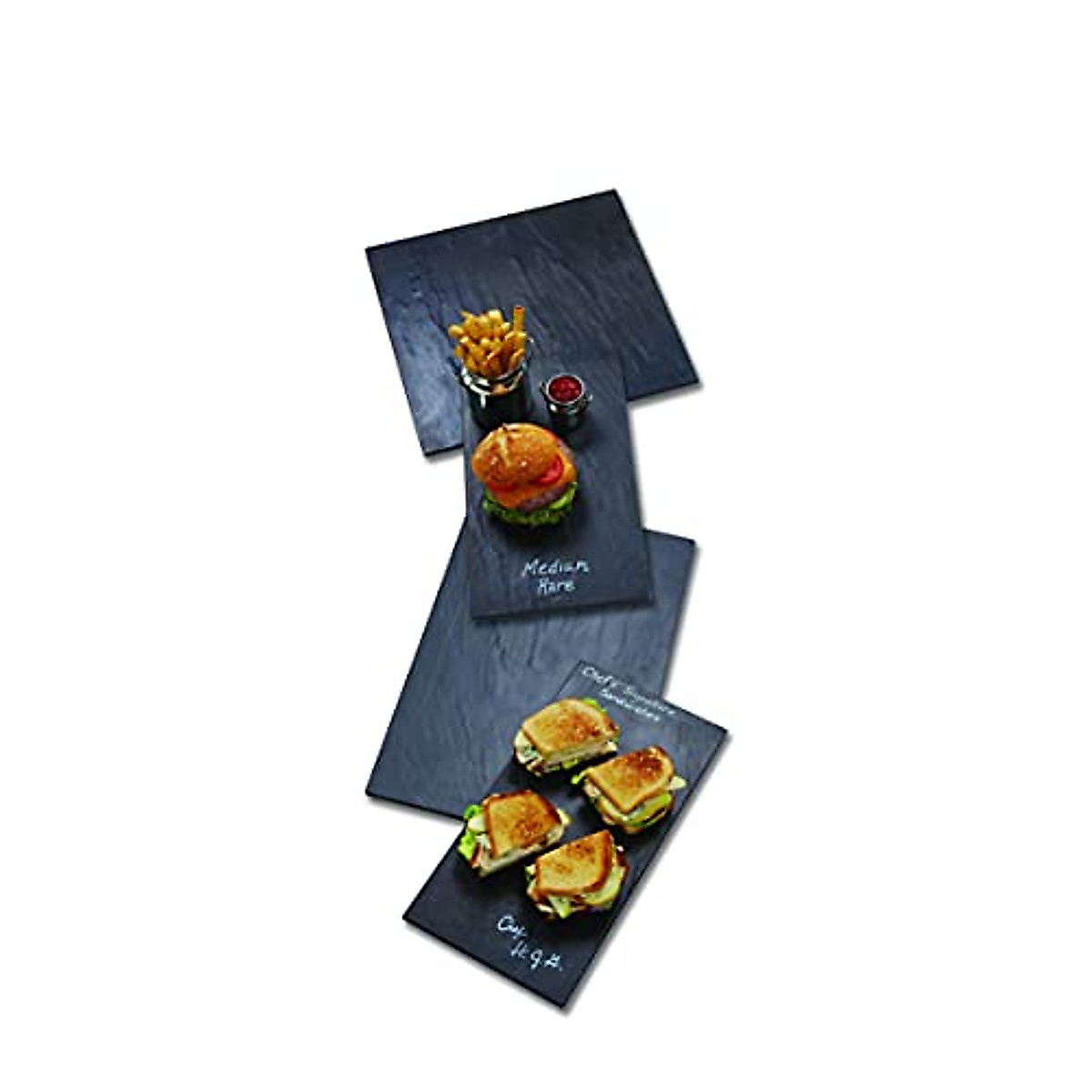 American Metalcraft FSLT08 Rectangle Melamine Platter, Faux Slate, Black