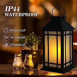 11" Solar Lantern Outdoor Garden Hanging Lanterns Waterproof LED Vintage Flickering Flame Lanterns for Patio, Table, Party.