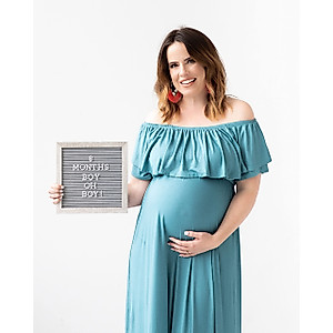 Pearhead 10" x 10" Letterboard, Rustic Nursery, Message Board, Milestone or Baby Announcement Sign, Light Gray